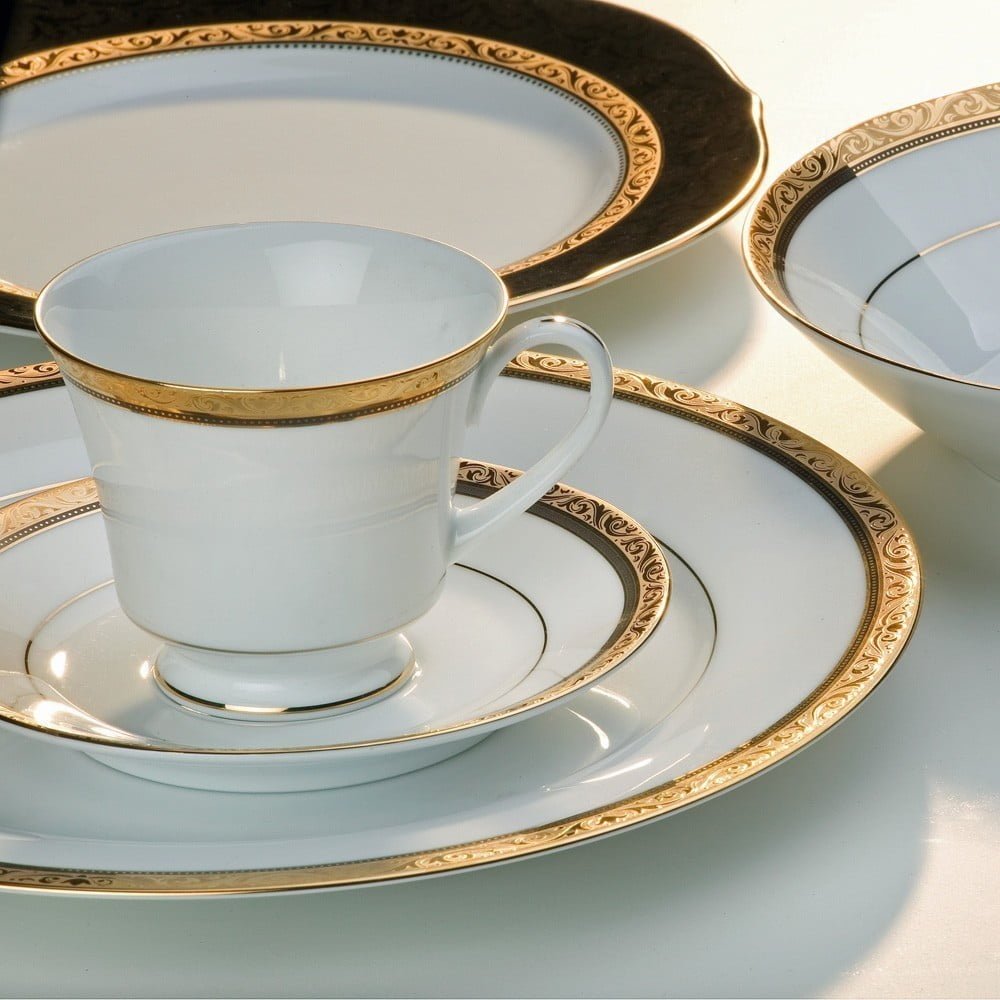 [Raya Deal] Noritake 33Pcs Dinner Set With Teapot - Regent Gold - Artelia